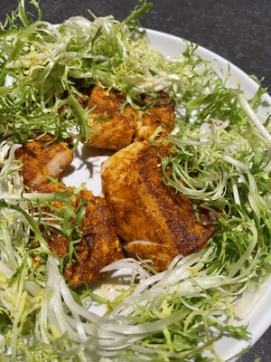 Fish And Frisee | Sepia Filter | Foody