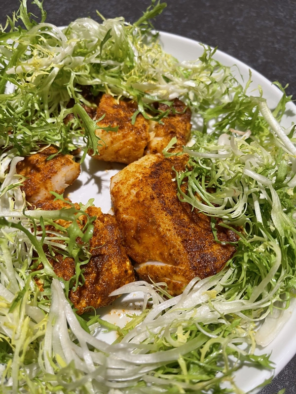 Fish And Frisee | Sepia Filter | Foody